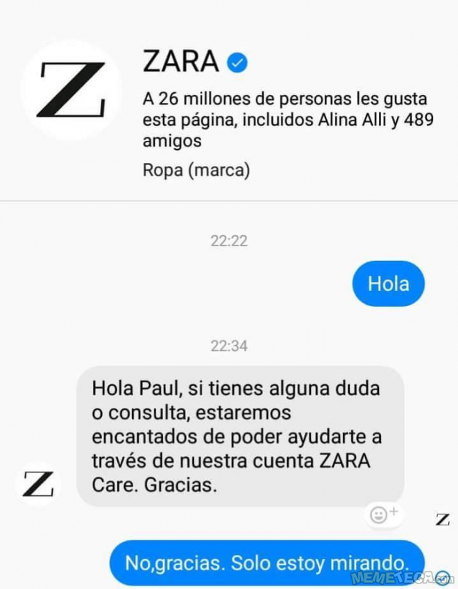 Zara Online | Memeteca.com
