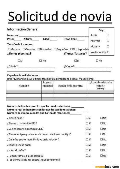 Solicitud de novia | Memeteca.com